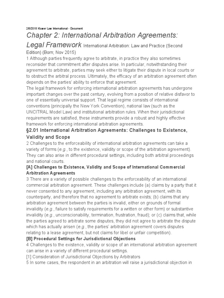 Born - CH 2 - Intl Arbitration Agreements | PDF | Arbitration | Jurisdiction