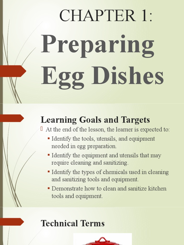 Cookery 10 Chapter 1 Preparing Egg Dishes Lesson 1 | PDF | Dishwasher ...