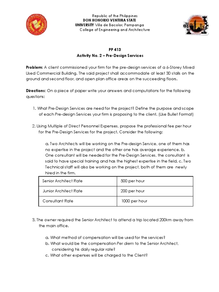 PP 413 Activity No. 2 | PDF | Architect | Feasibility Study