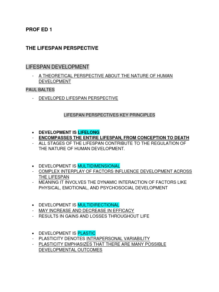 PROF ED 1 Lifespan Perspectives | PDF