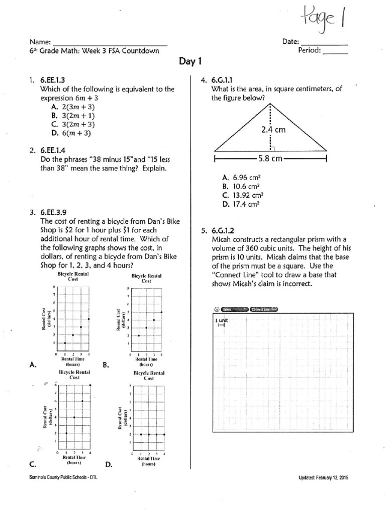 FSA Countdown Packet 1-16 | PDF