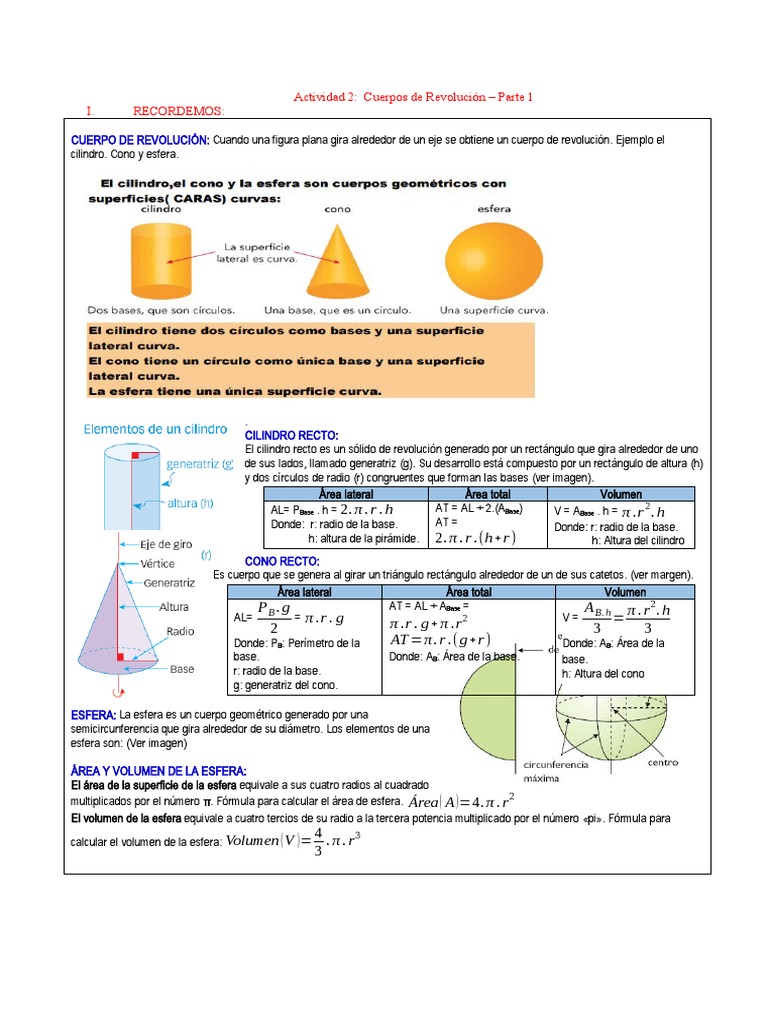 Ficha 2 Cilindro Cono | PDF | Geometría euclidiana | Objetos geométricos