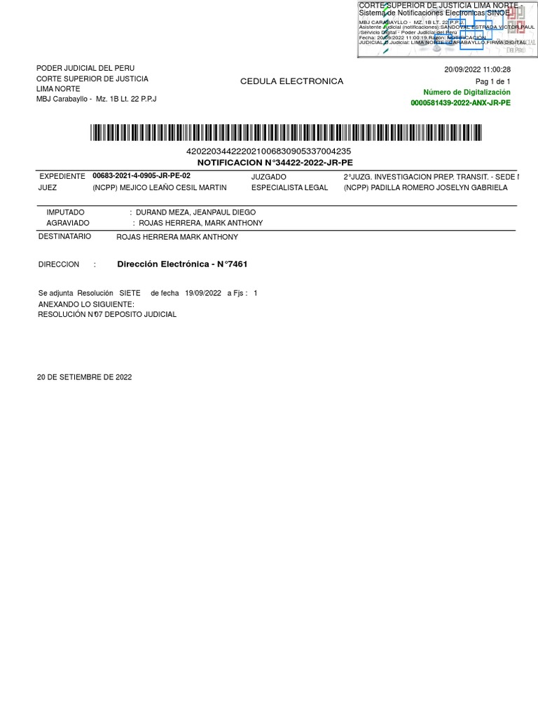 Exp. 00683-2021-4-0905-JR-PE-02 - Cédula - 34422-2022 | PDF