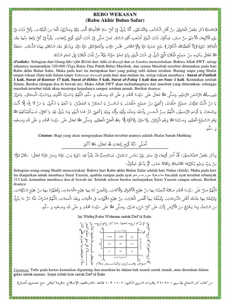Amalan Rebo Wekasan | PDF