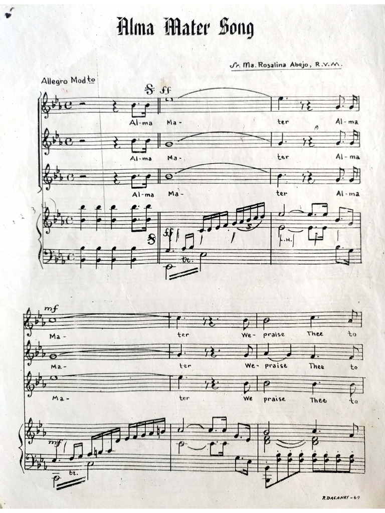 Alma Mater Song (Lourdes College) | PDF