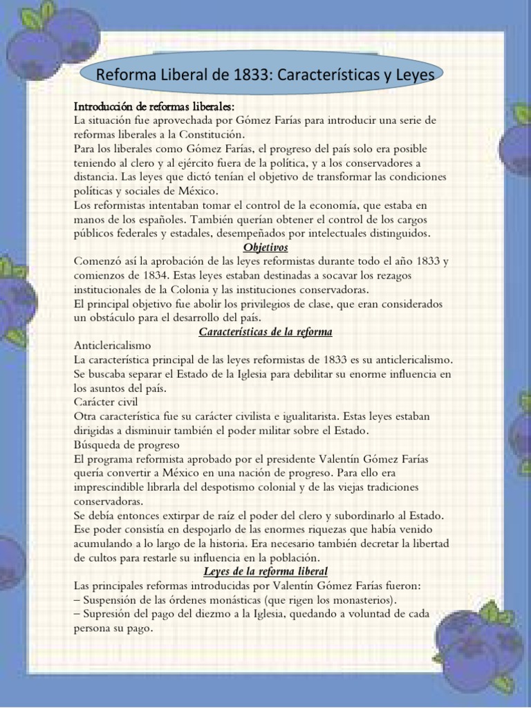 4 - ACT - Reforma Liberal de 1833 - 17 - 02 - 2021 | PDF | México