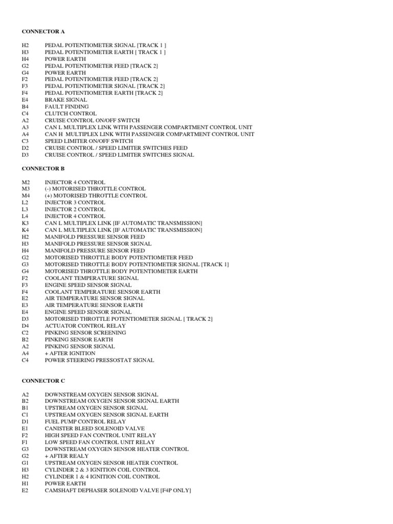 Ecu Pin Numbering Renault | PDF | Technology & Engineering