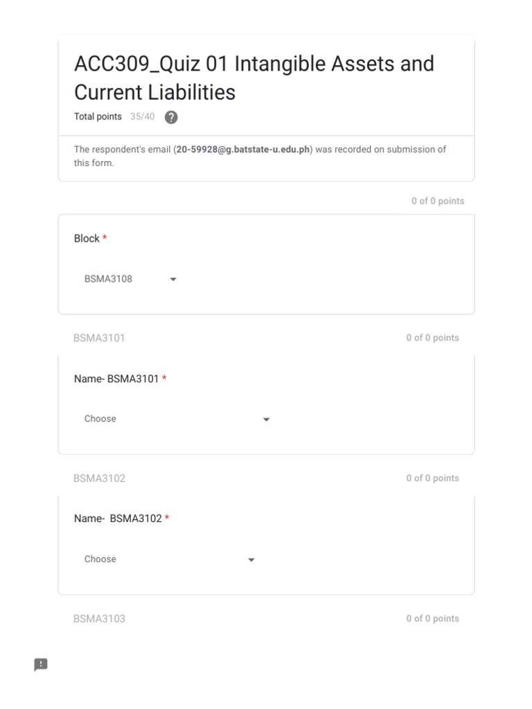 ACC309 - Quiz 01 Intangible Assets and Current Liabilities | PDF ...