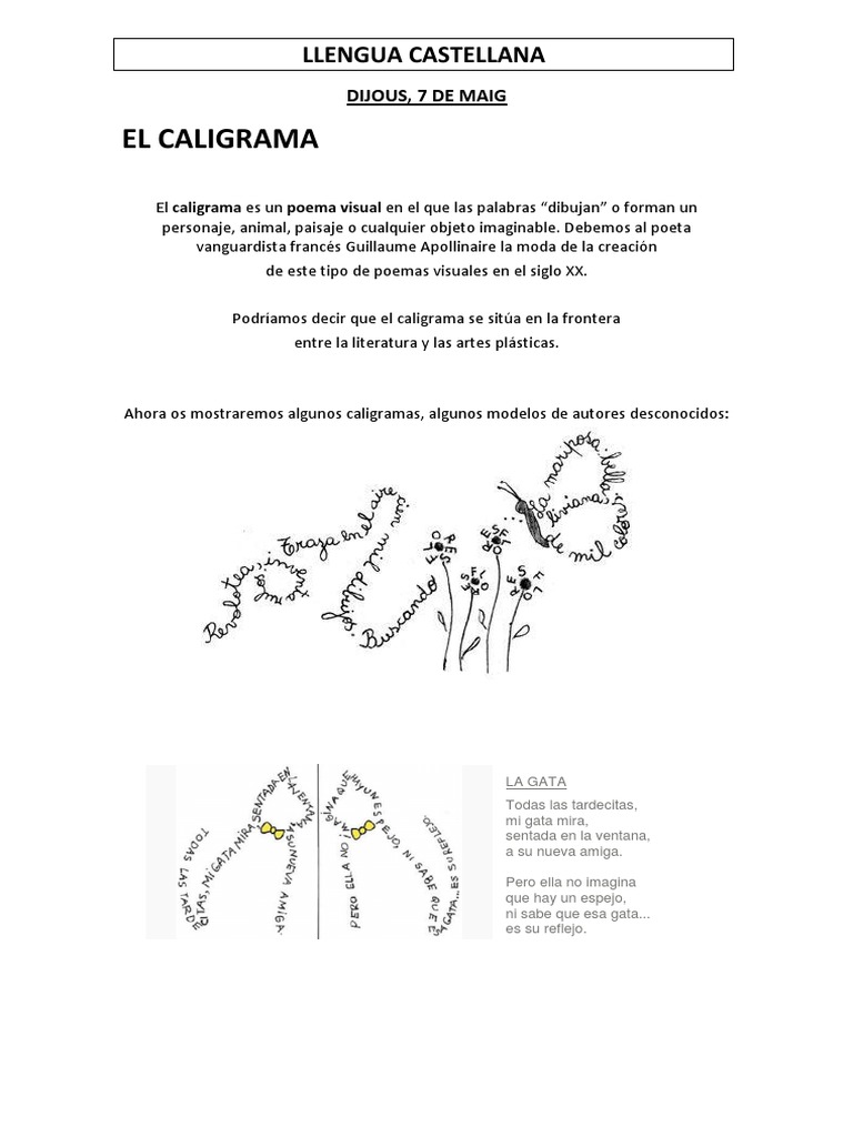 Actividad Caligrama Jueves 7 | PDF