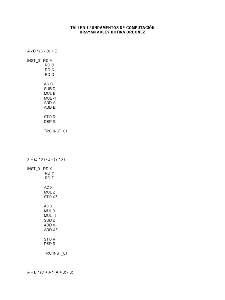 Taller1 Fundamentos Computación | PDF