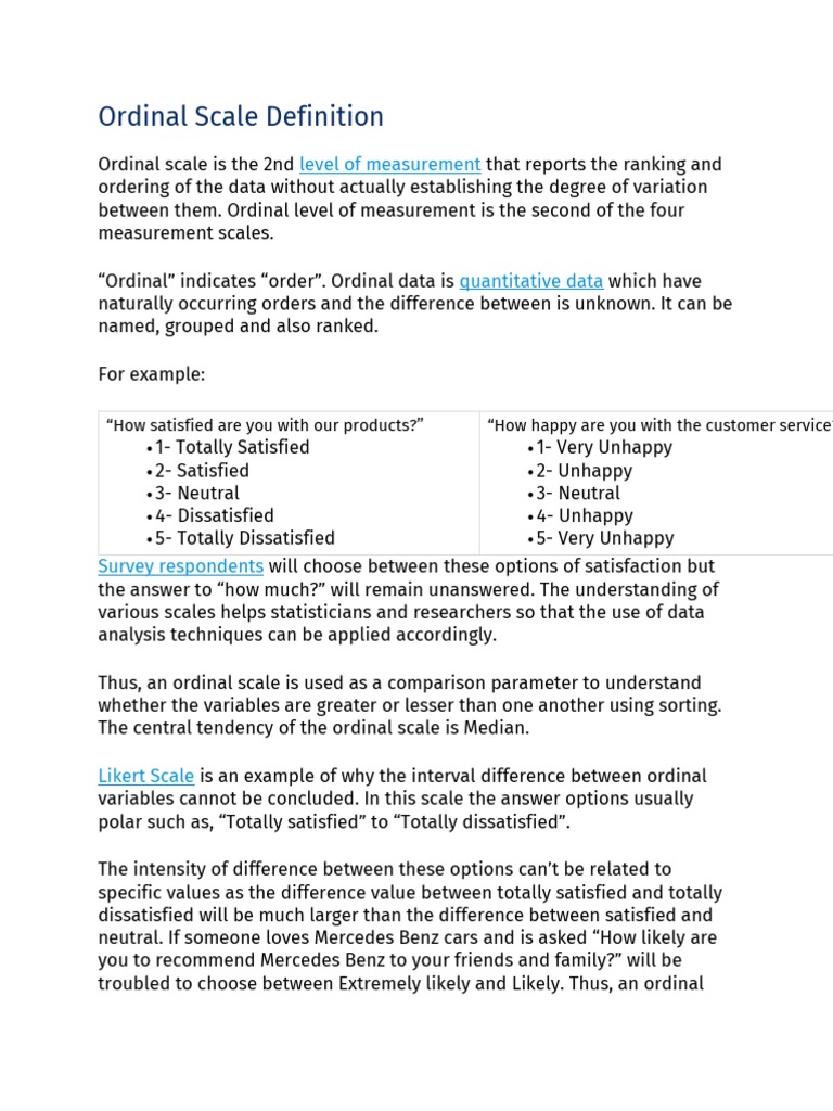 Understanding Ordinal Scale Measurement | PDF | Level Of Measurement ...