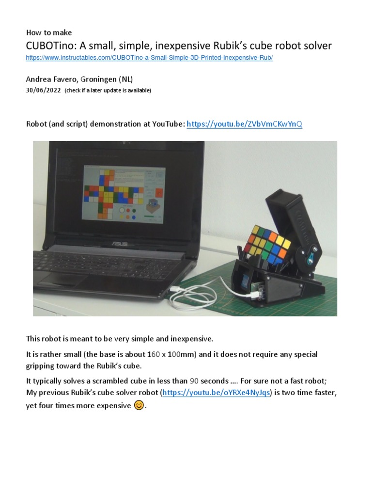 How To Make A Very Small Rubik Cube Solver Robot 20220630 | PDF ...