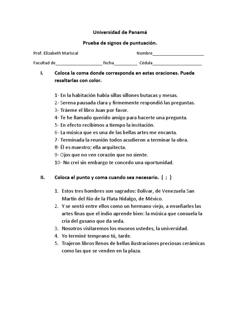 Prueba de Puntuación 2dd | PDF | Puntuación