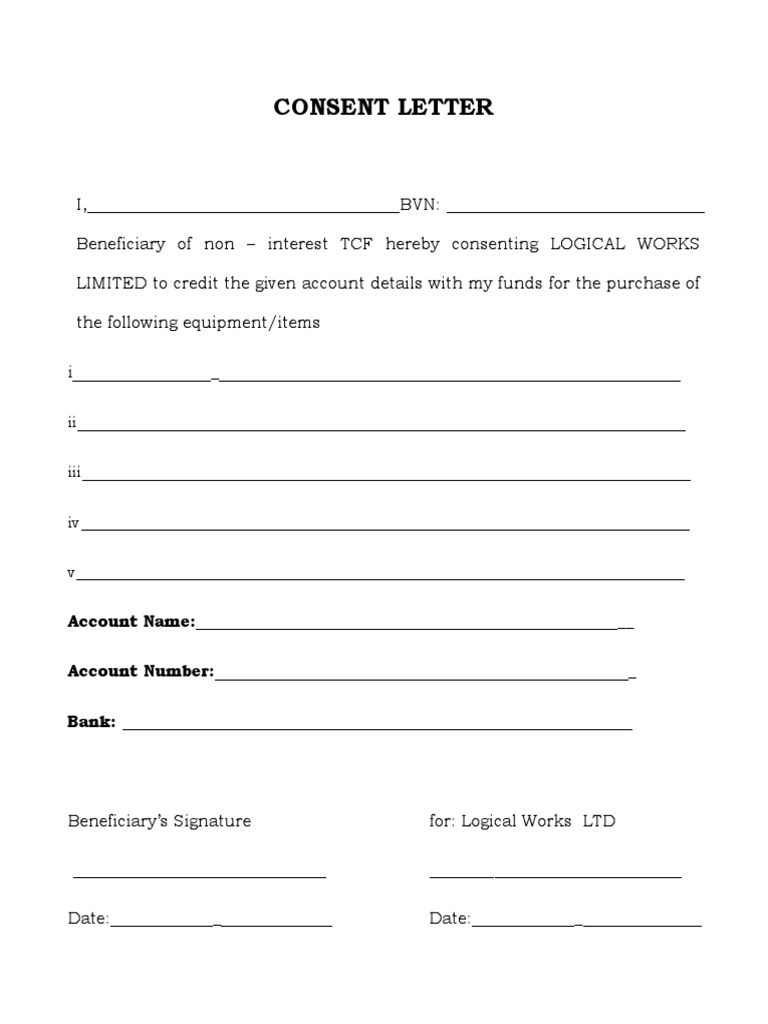 Beneficiary Consent Letter Template | PDF