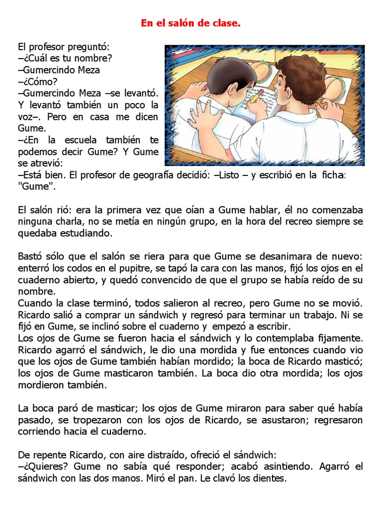 COMPRENSIÓN en El Salón de Clase | PDF