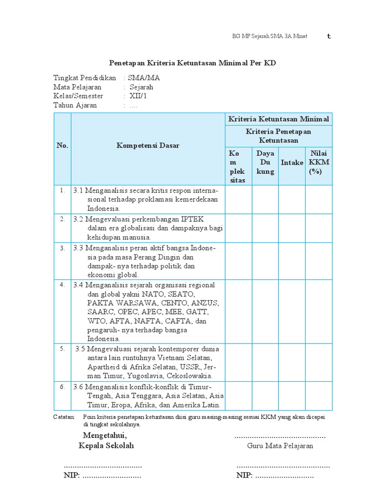 01-BG MP Sejarah SMA 3A Minat | PDF