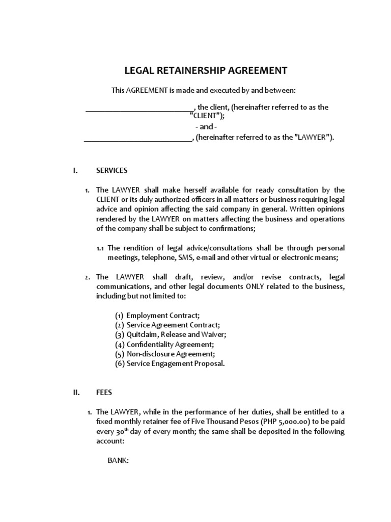 Sample Retainership Agreement | PDF | Lawyer | Non Disclosure Agreement