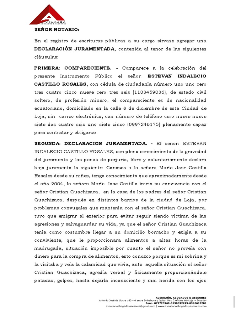 Declaracion Juramentada | PDF