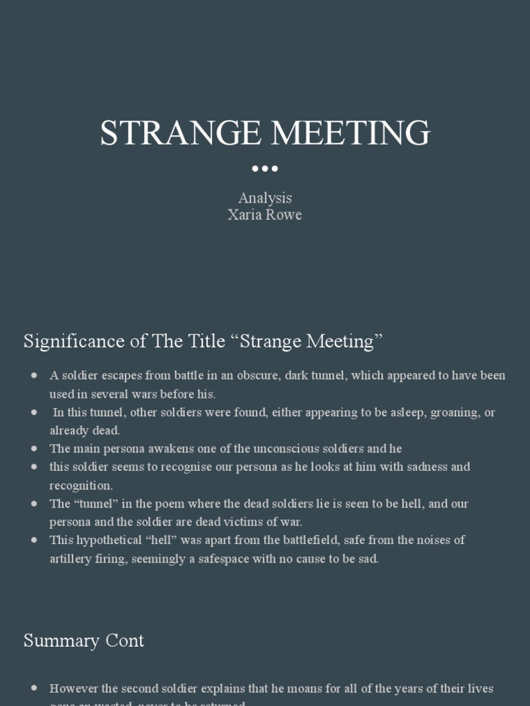 Strange Meeting | PDF | Metre (Poetry) | Rhyme