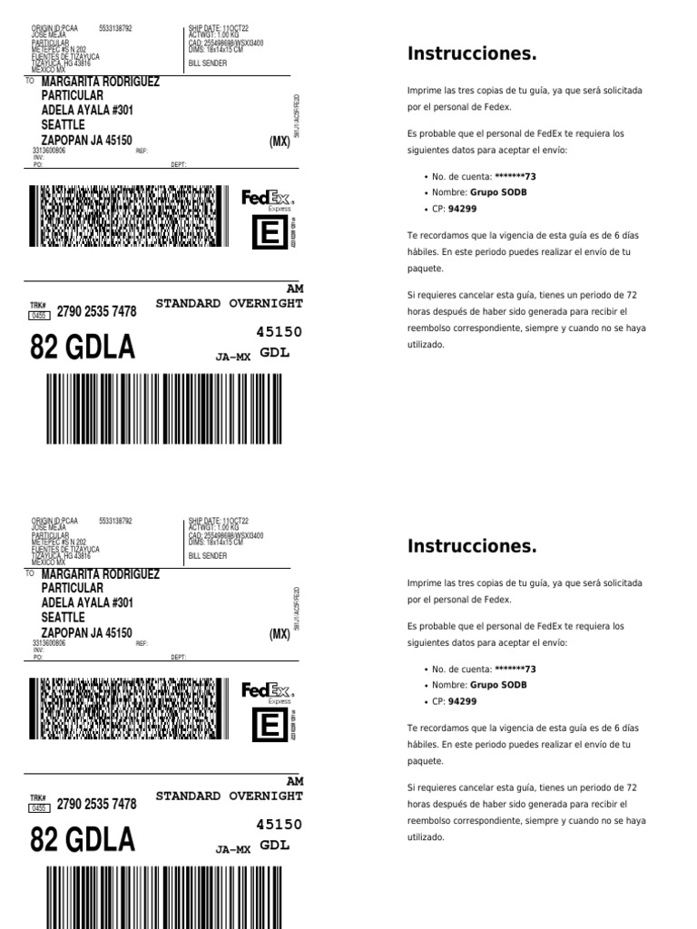 Fedex 279025357478 | PDF | Comercio exterior de los Estados Unidos ...