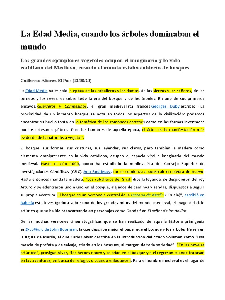 Clase 1 - La Edad Media y Los Bosques | PDF | Edades medias