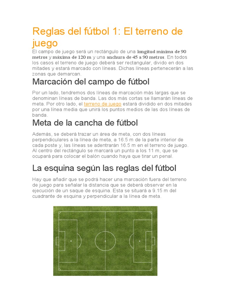 Reglas Básicas del Fútbol | PDF