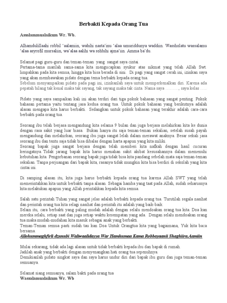 Berbakti Kepada Orang Tua | PDF