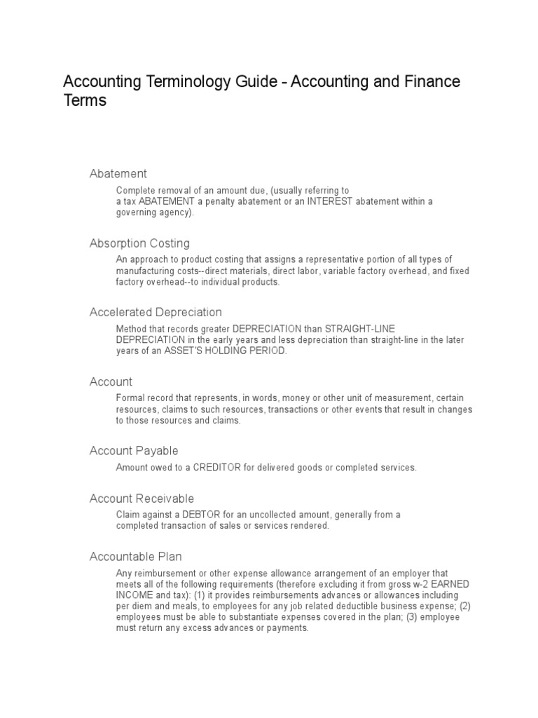 Accounting Terminology Guide | PDF | Accounting | Depreciation
