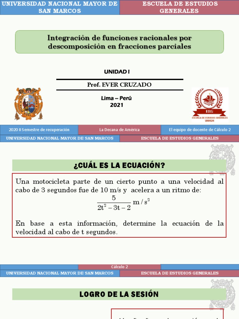 PPT3 - Integr Por Fracciones Parciales | PDF | Integral | Número Real