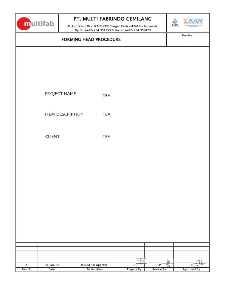 Forming Head Procedure | Download Free PDF | Nondestructive Testing ...