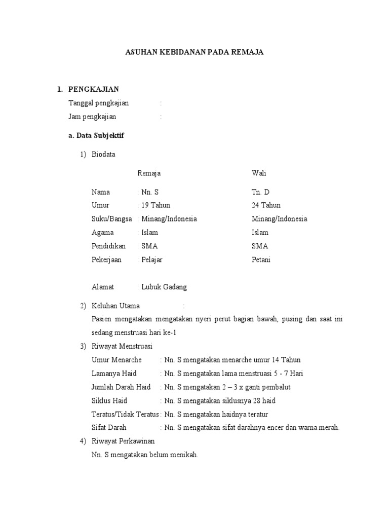 Asuhan Kebidanan Pada Remaja | PDF