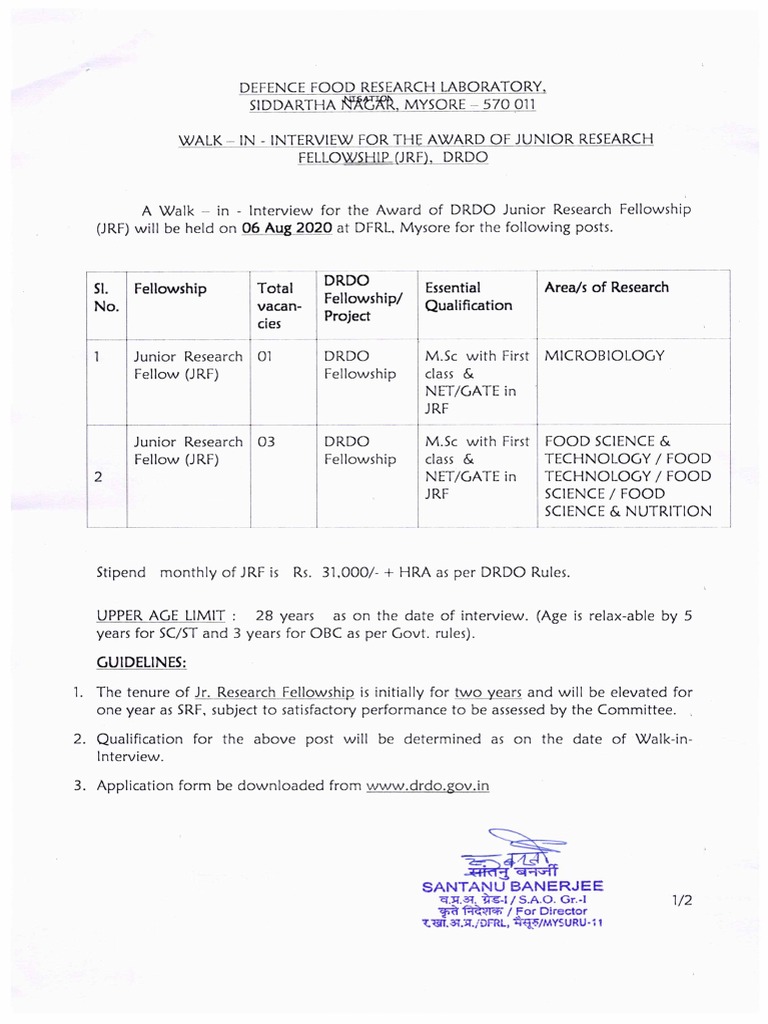 DFRL Advt Application Form | PDF