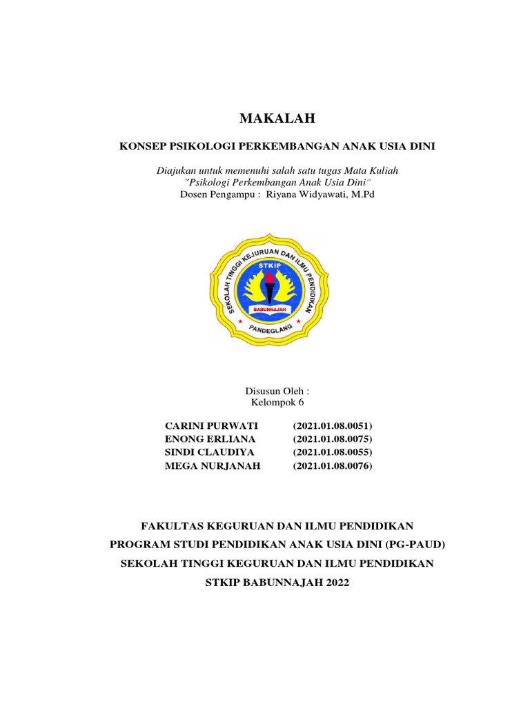 Konsep Psikologi Anak Usia Dini | PDF