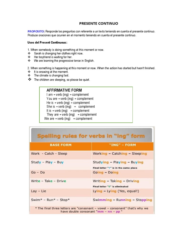 Presente Continuo | PDF