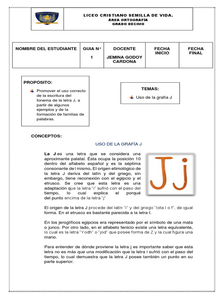 10° Guia #1 DECIMO ORTOGRAFÍA | PDF | Alfabeto | Ortografía
