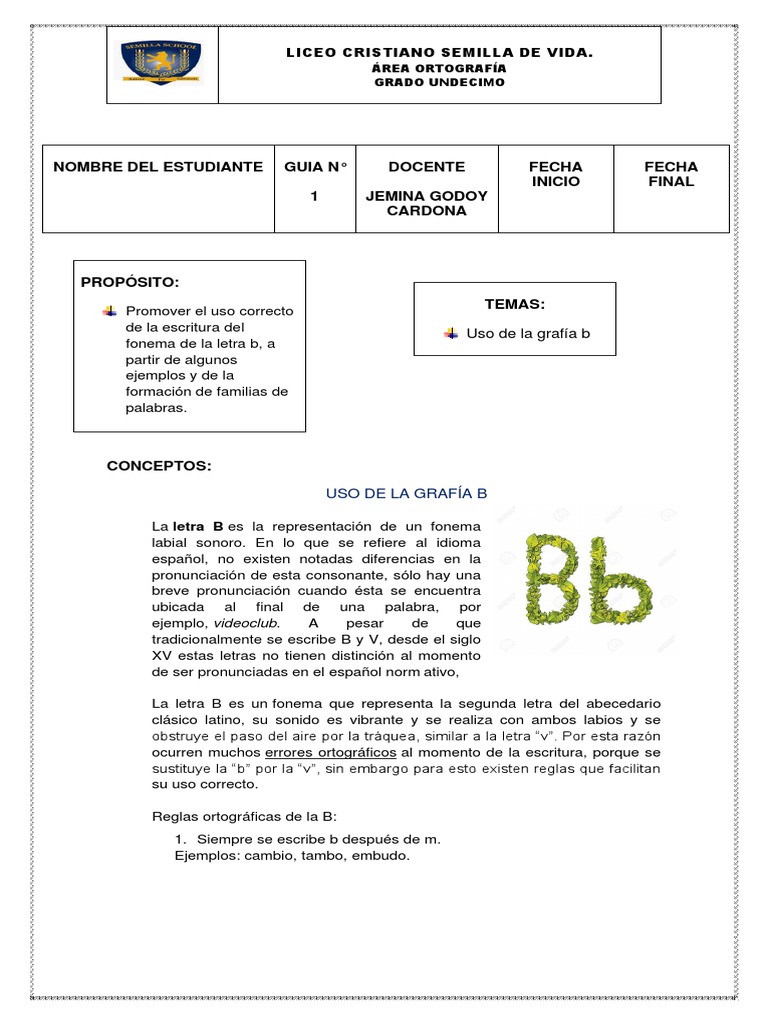 11° Guia #1 UNDECIMO ORTOGRAFÍA | PDF | Ortografía | Lengua española