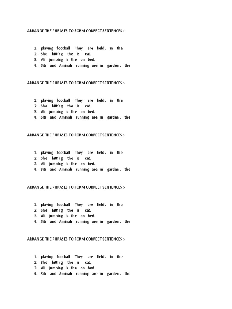 Arrange The Phrases To Form Correct Sentences | PDF