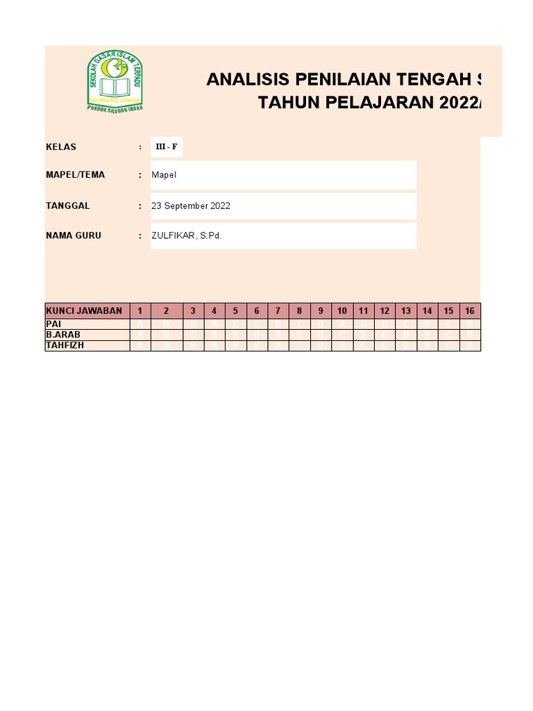 Analisis PTS Gabung Pai 3F (Fix) Rev | PDF