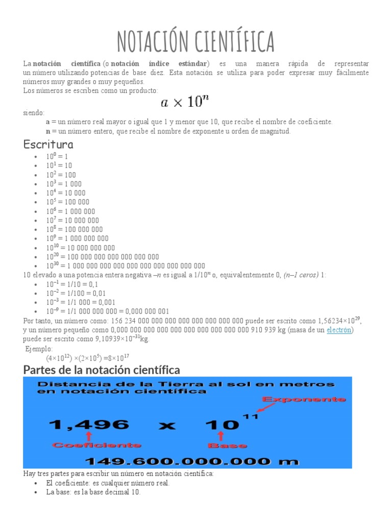 Notación Científica | PDF | Exponenciación | Multiplicación