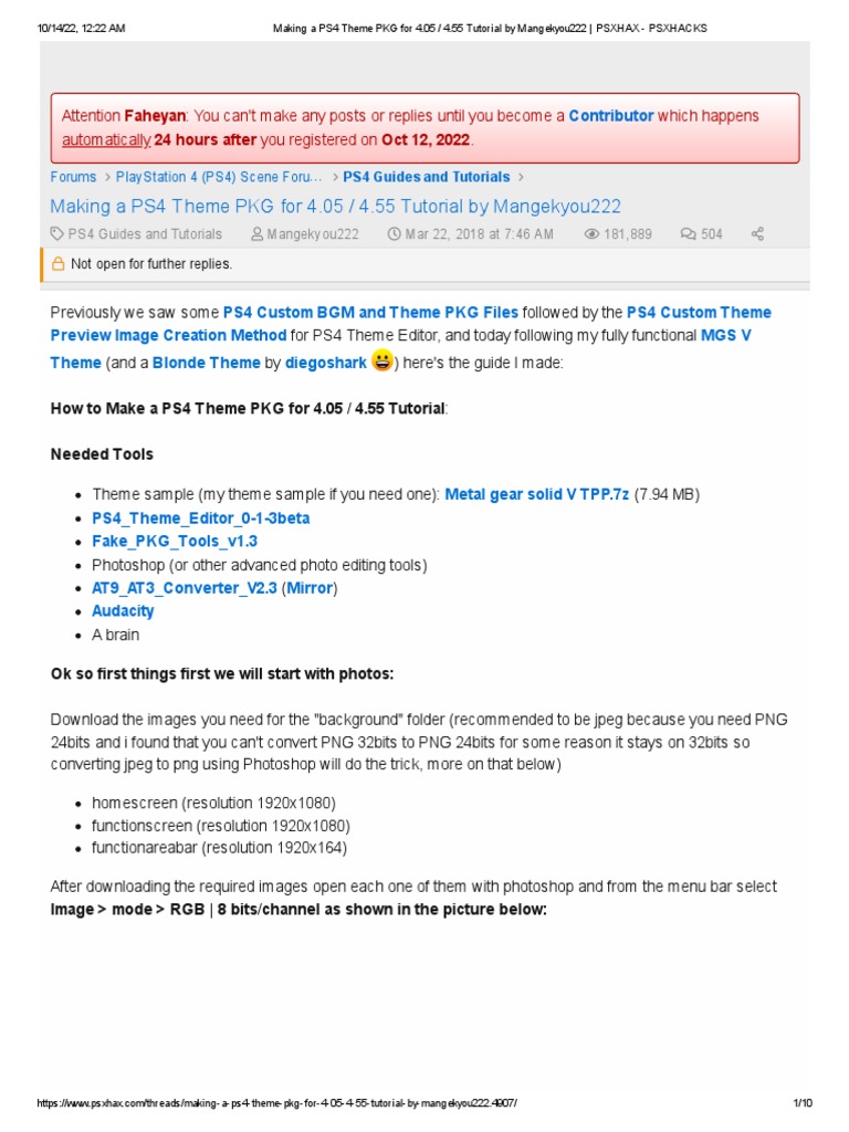 Making A PS4 Theme PKG For 4.05 - 4.55 Tutorial by Mangekyou222 ...
