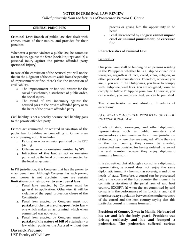 Criminal Law Review Notes (Prosec. Victoria C. Garcia) | PDF ...
