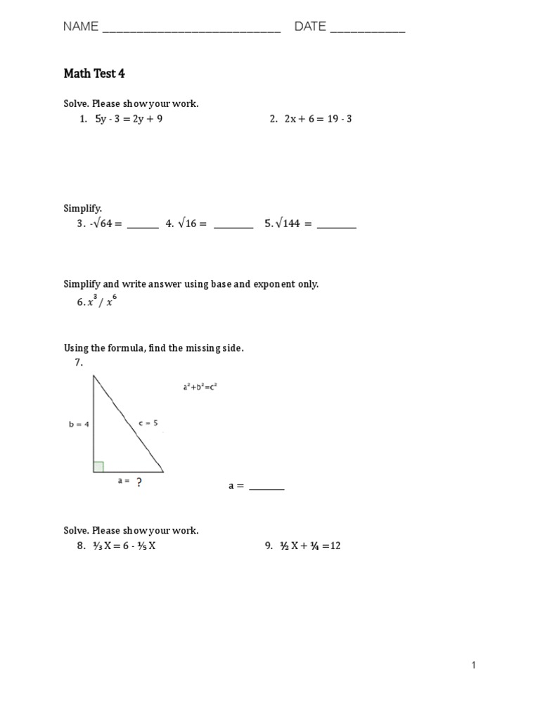 Math Quiz - Algebra 1 | Download Free PDF | Derivative | Function ...