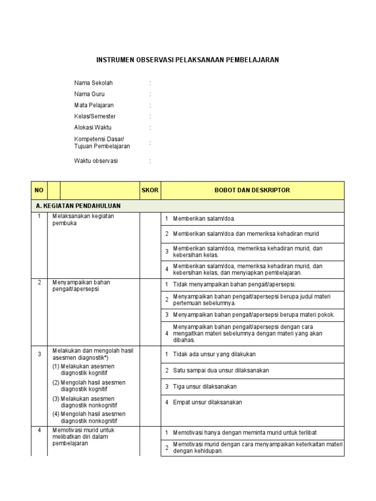 Instrumen Supervisi Guru-Sekolah Penggerak | PDF