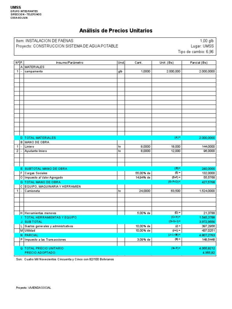 Analisis de Precios Unitarios | PDF | Economias | Economía política