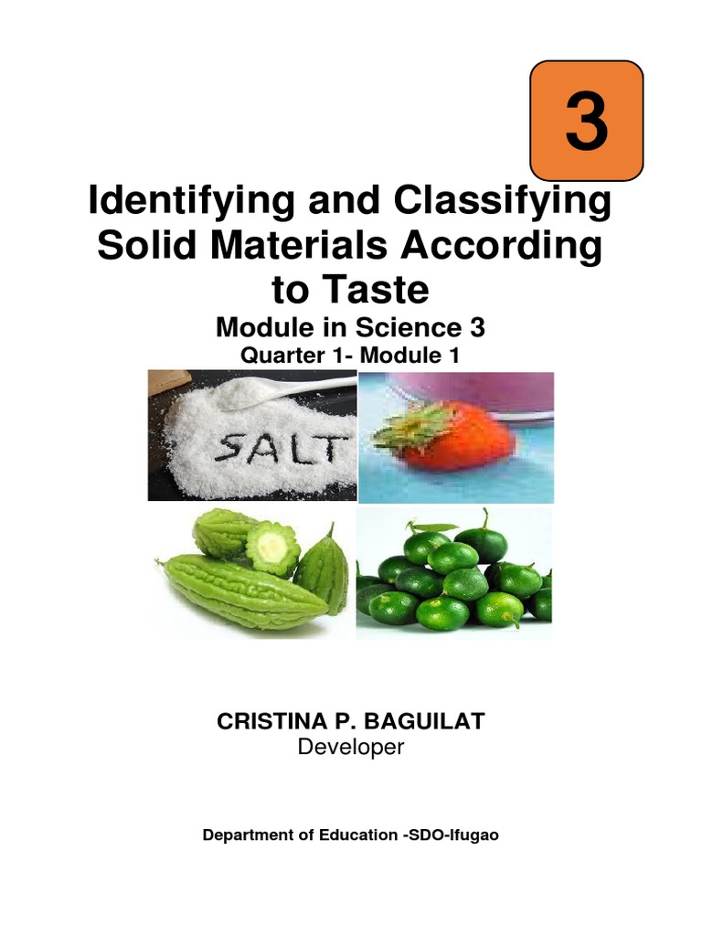 Identifying and Classifying Solid Materials According To Taste | PDF ...