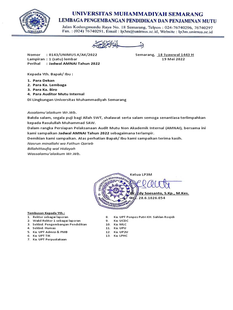 0143 AK 2022 Jadwal AMNAI 2022 | PDF