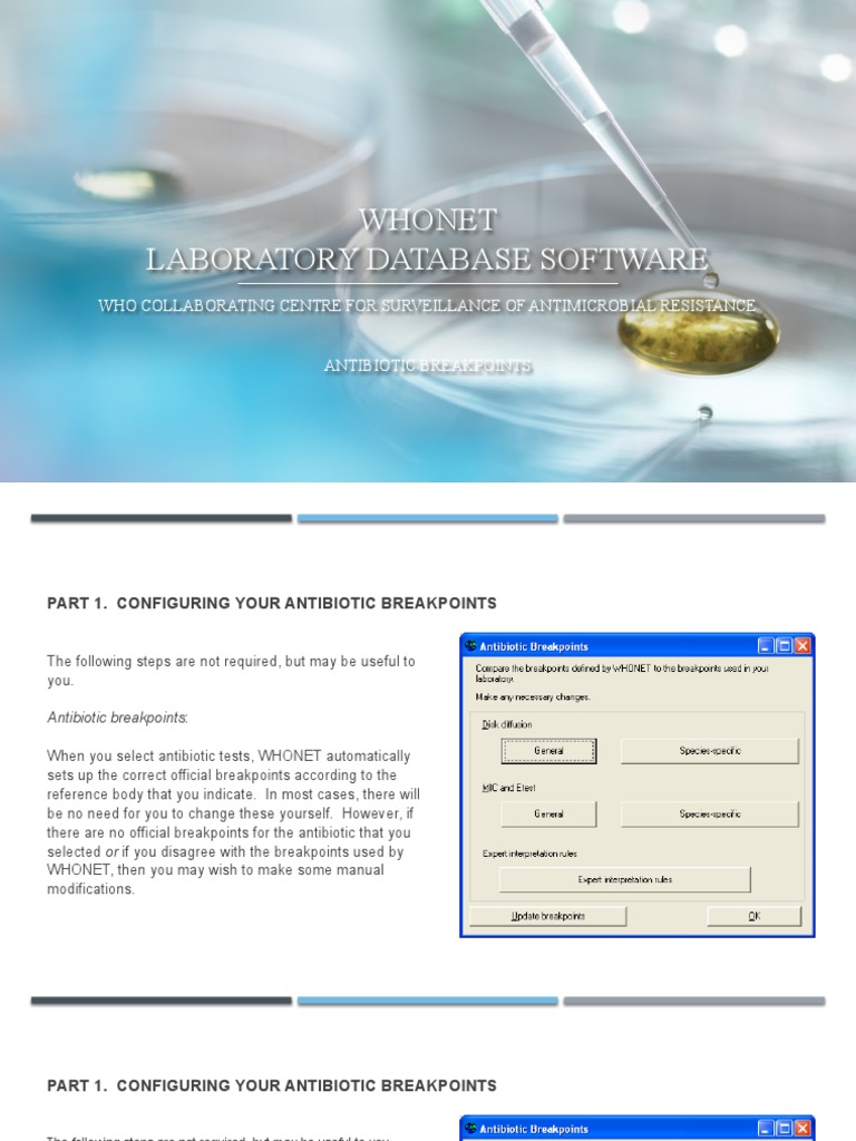 WHONET.5-Laboratory Configuration Antibiotic Breakpoint | PDF | Medical ...