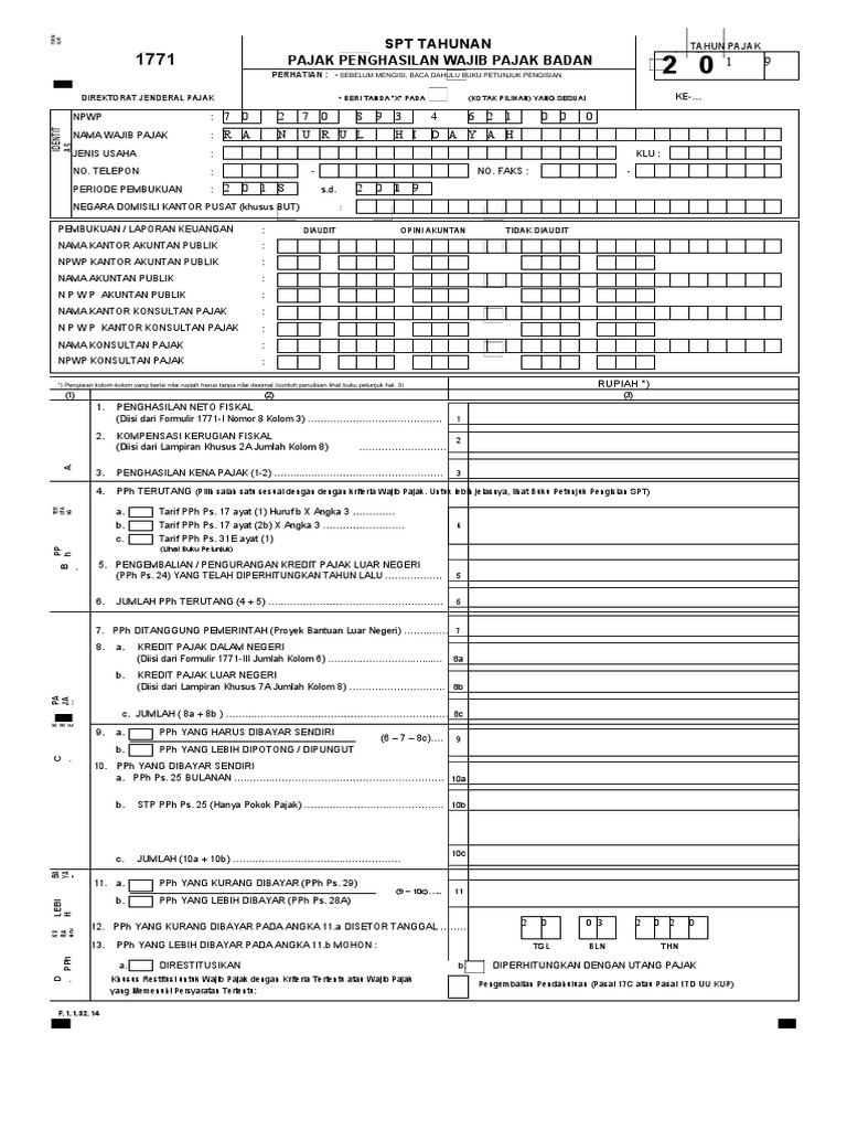 Formulir SPT 1771-TKB - 0 | PDF