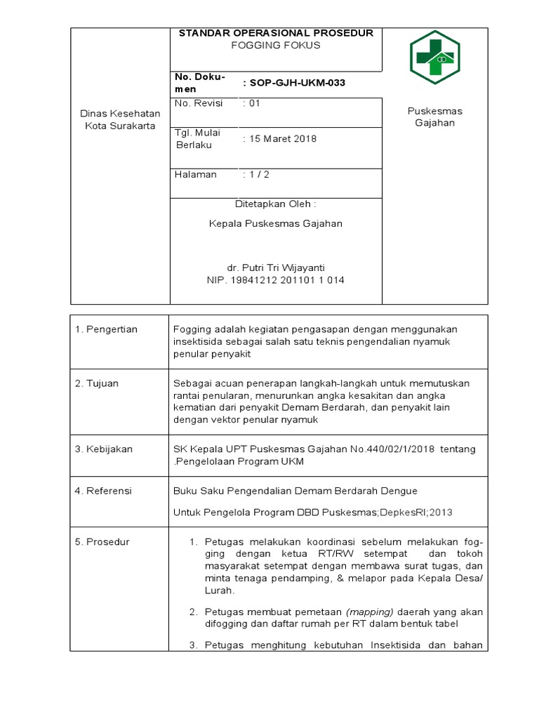 Sop Fogging Fokus | PDF