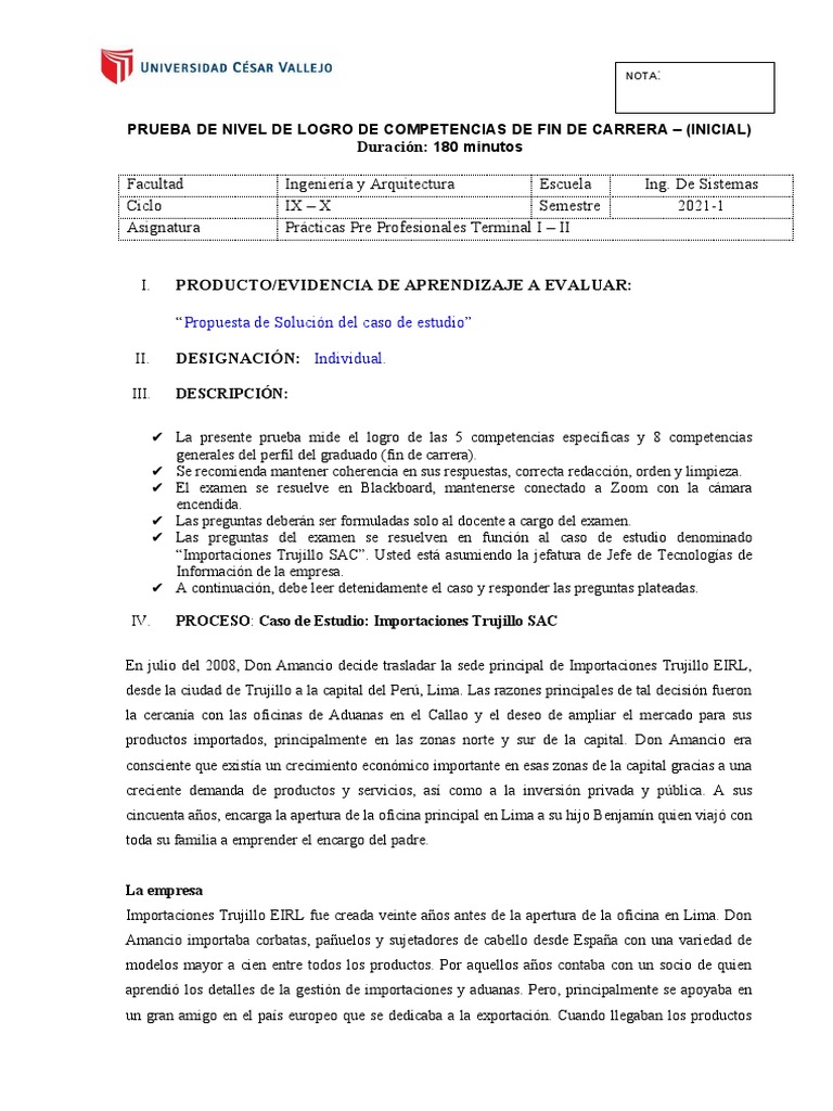 EXAMEN PLC IV NIVEL (Inicio) Version Final | PDF | Software | Auditoría